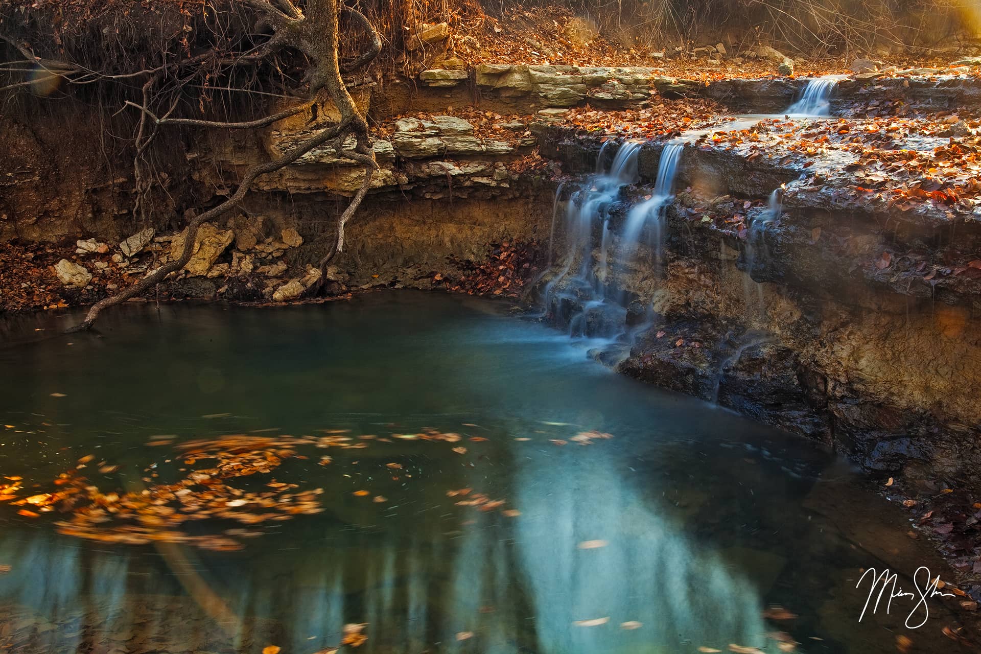 Autumn at Chase Lake Falls | Chase State Fishing Lake, Kansas | Mickey ...