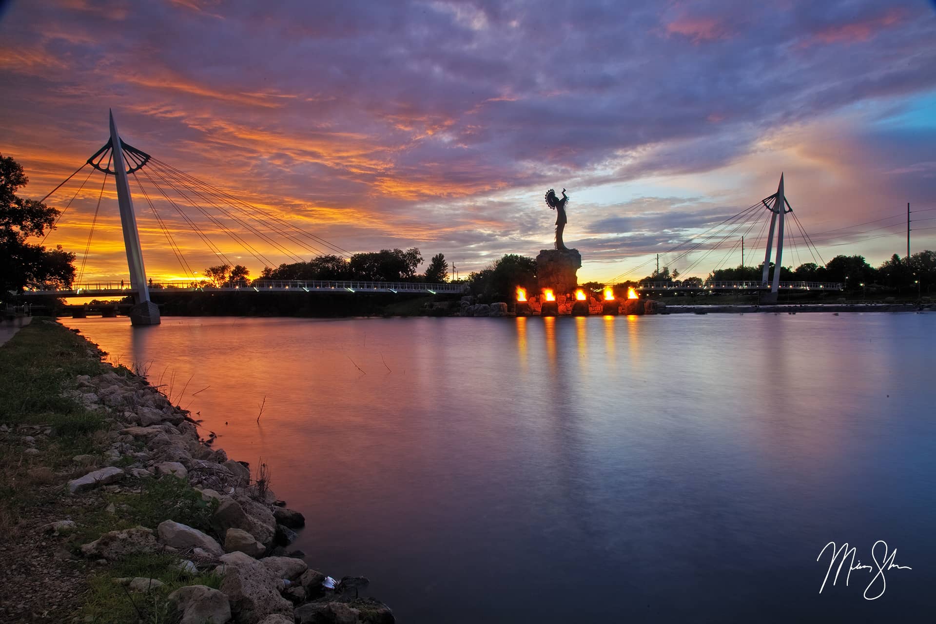 Summer Sunset at the Keeper of the Plains | Keeper of the Plains ...